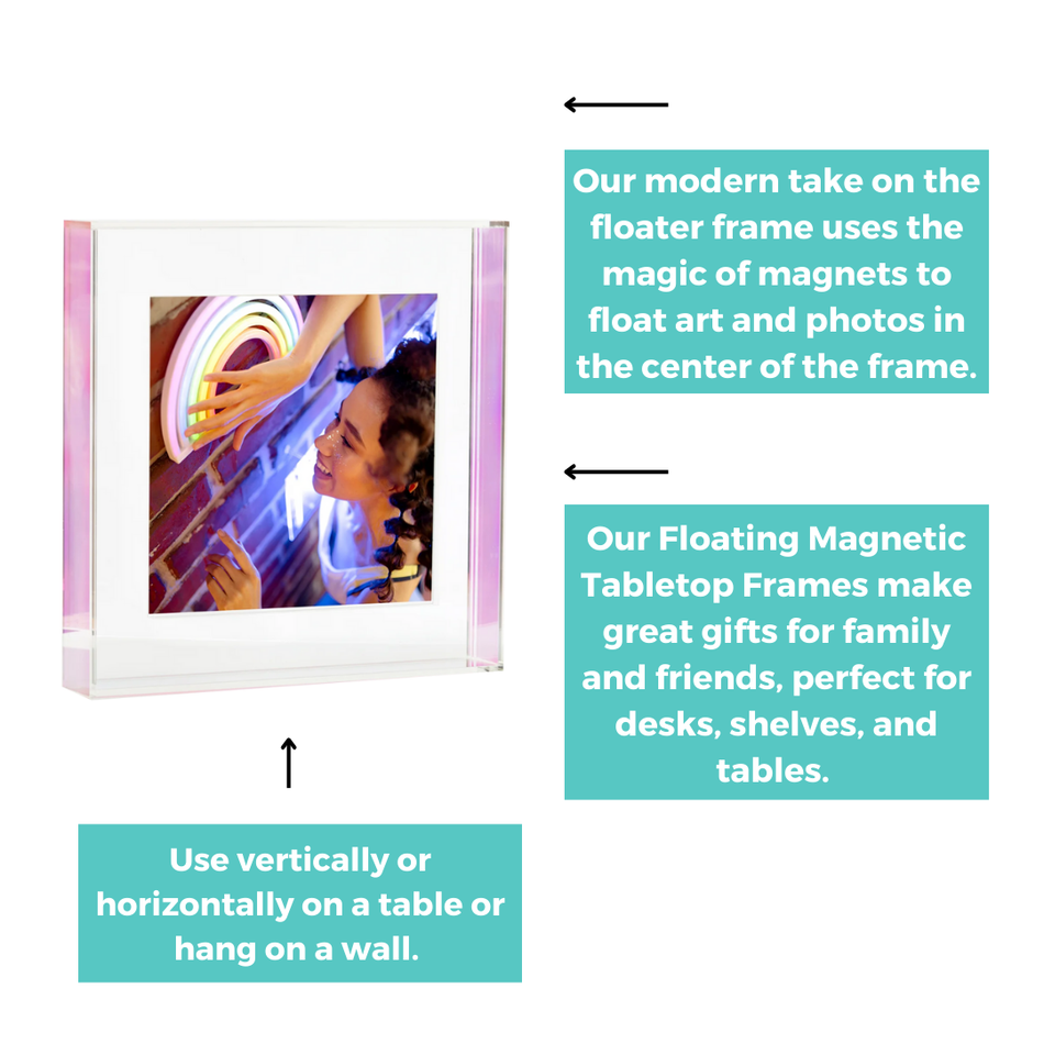 Float Frame for Tabletop or Wall with Magnetic Photo Holder – Wexel Art